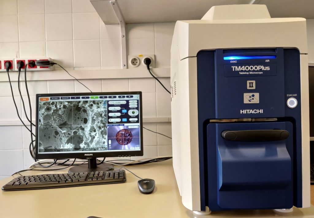 U12-E22. SEM Hitachi TM4000Plus II for morphological and dimensional characterization of solid ...